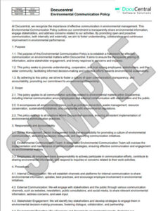ISO 14001 Environmental Communication Policy
