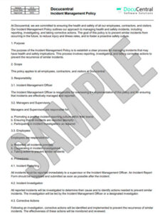 ISO 45001 Incident Management Policy