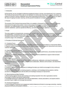 ISO 9001 Continual Improvement Policy