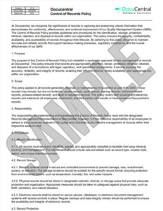 ISO 9001 Control of Records Policy