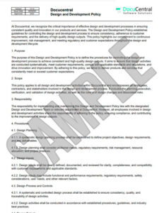 ISO 9001 Design and Development Policy