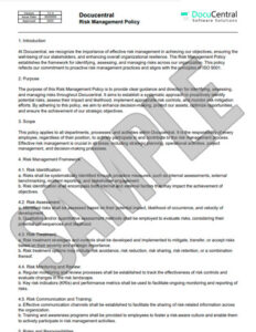 ISO 9001 Risk Management Policy