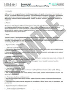 ISO 9001 Supplier Performance Management Policy