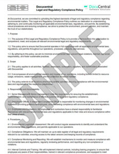 ISO 14001 Legal and Regulatory Compliance Policy