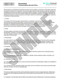 ISO 27001 Communications Security Policy