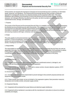 ISO 27001 Physical and Environmental Security Policy