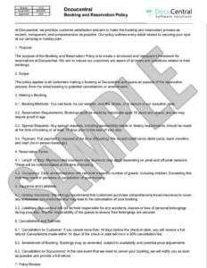 Booking and Reservation Policy Template