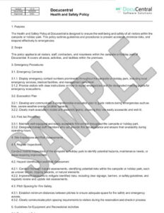 Campsite Health and Safety Policy Template