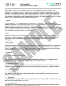 ISO 45001 Violence Prevention Policy