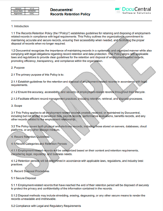 Records Retention Policy Template