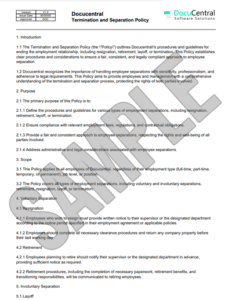Termination and Separation Policy Template