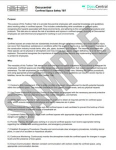 Confined Space Safety Toolbox Talk