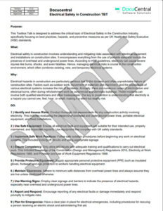 Electrical Safety in Construction Toolbox Talk