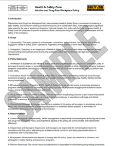 Alcohol and Drug-Free Workplace Policy for Construction