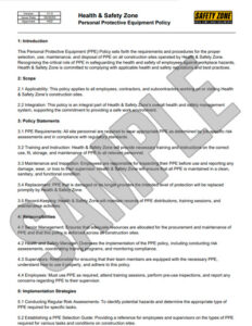Personal Protective Equipment (PPE) Policy for Construction