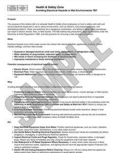 Avoiding Electrical Hazards in Wet Environments Toolbox Talk