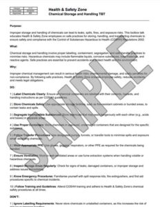 Chemical Storage and Handling Toolbox Talk