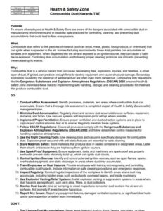 Combustible Dust Hazards Toolbox Talk