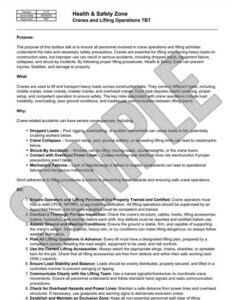 Cranes and Lifting Operations Toolbox Talk