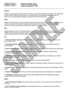 Fatigue Management Toolbox Talk