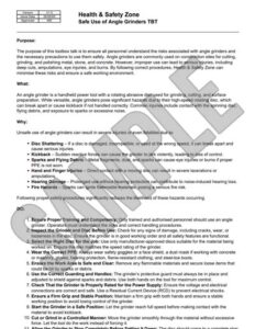 Safe Use of Angle Grinders Toolbox Talk