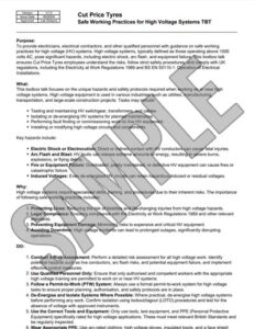 Safe Working Practices for High Voltage Systems Toolbox Talk