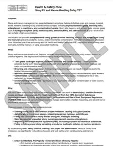 Slurry Pit and Manure Handling Safety Toolbox Talk