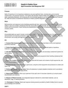 Spill Prevention and Response Toolbox Talk