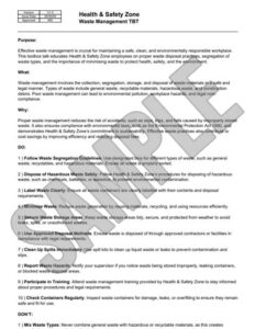 Waste Management Toolbox Talk