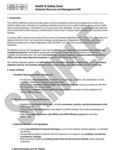 Asbestos Removal and Management Method Statement