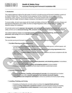 Concrete Pouring and Formwork Installation Method Statement