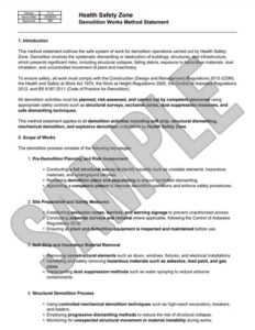 Demolition Works Method Statement