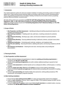 Earthing & Bonding Installation Method Statement