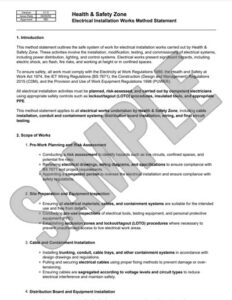 Electrical Installation Works Method Statement