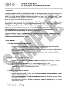 Fire Stopping and Passive Fire Protection Method Statement