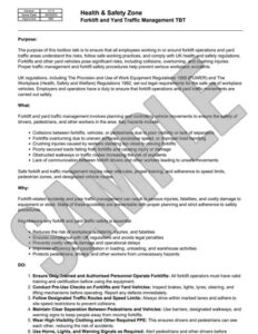 Forklift and Yard Traffic Management Toolbox Talk