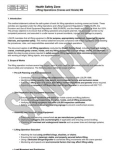 Lifting Operations (Cranes and Hoists) Method Statement