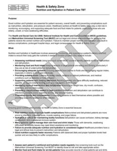 Nutrition and Hydration in Patient Care Toolbox Talk