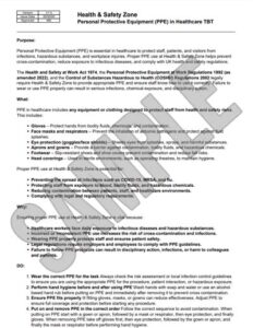 Personal Protective Equipment (PPE) in Healthcare Toolbox Talk