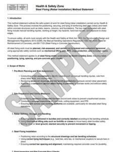 Steel Fixing (Rebar Installation) Method Statement
