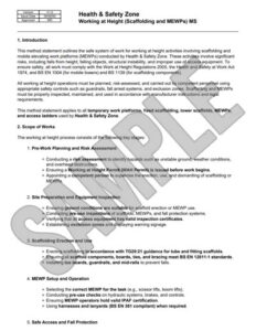 Working at Height (Scaffolding and MEWPs) Method Statement